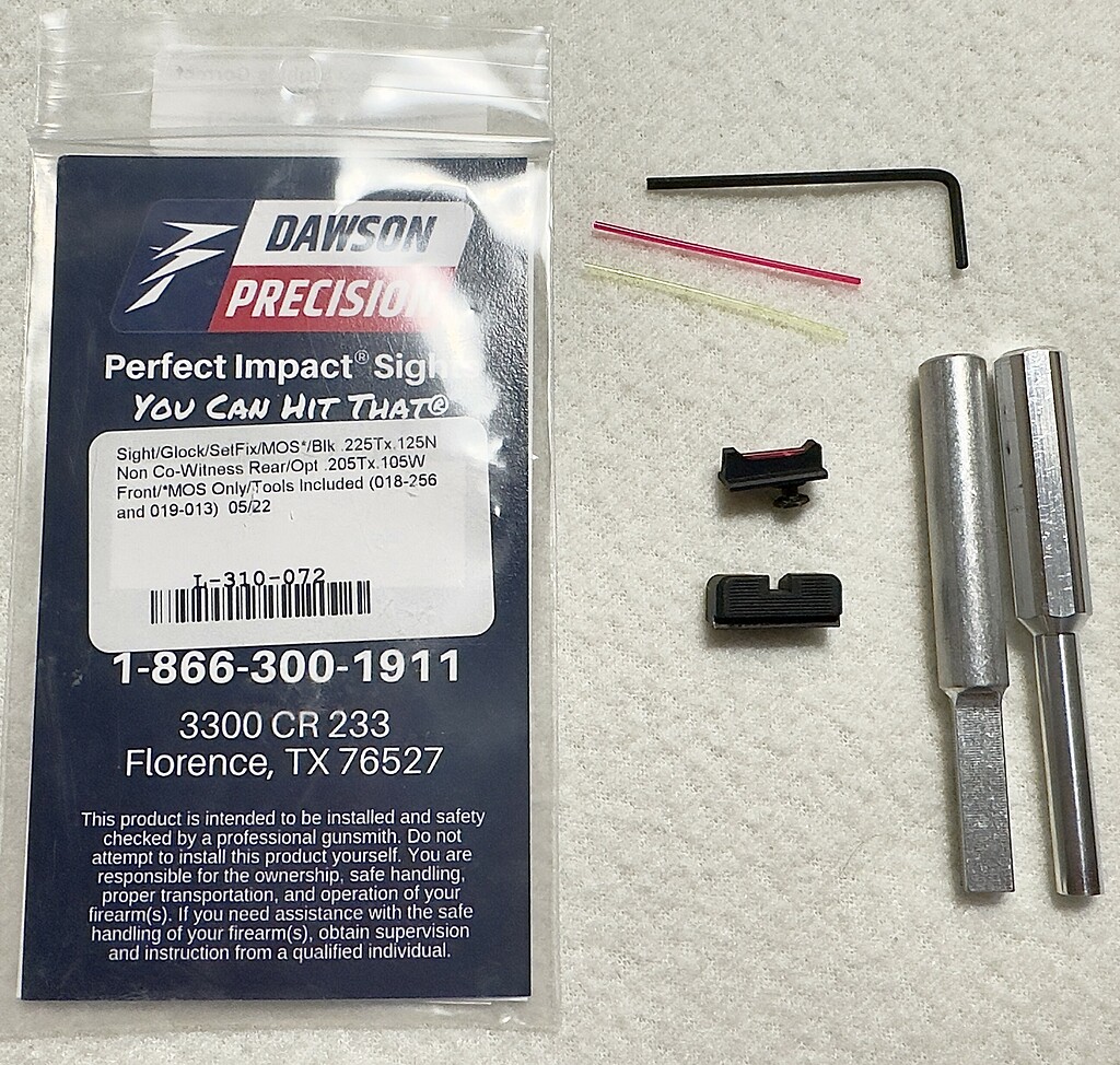 S: Dawson precision sight set till Glock 17 MOS (non-cowitness ...